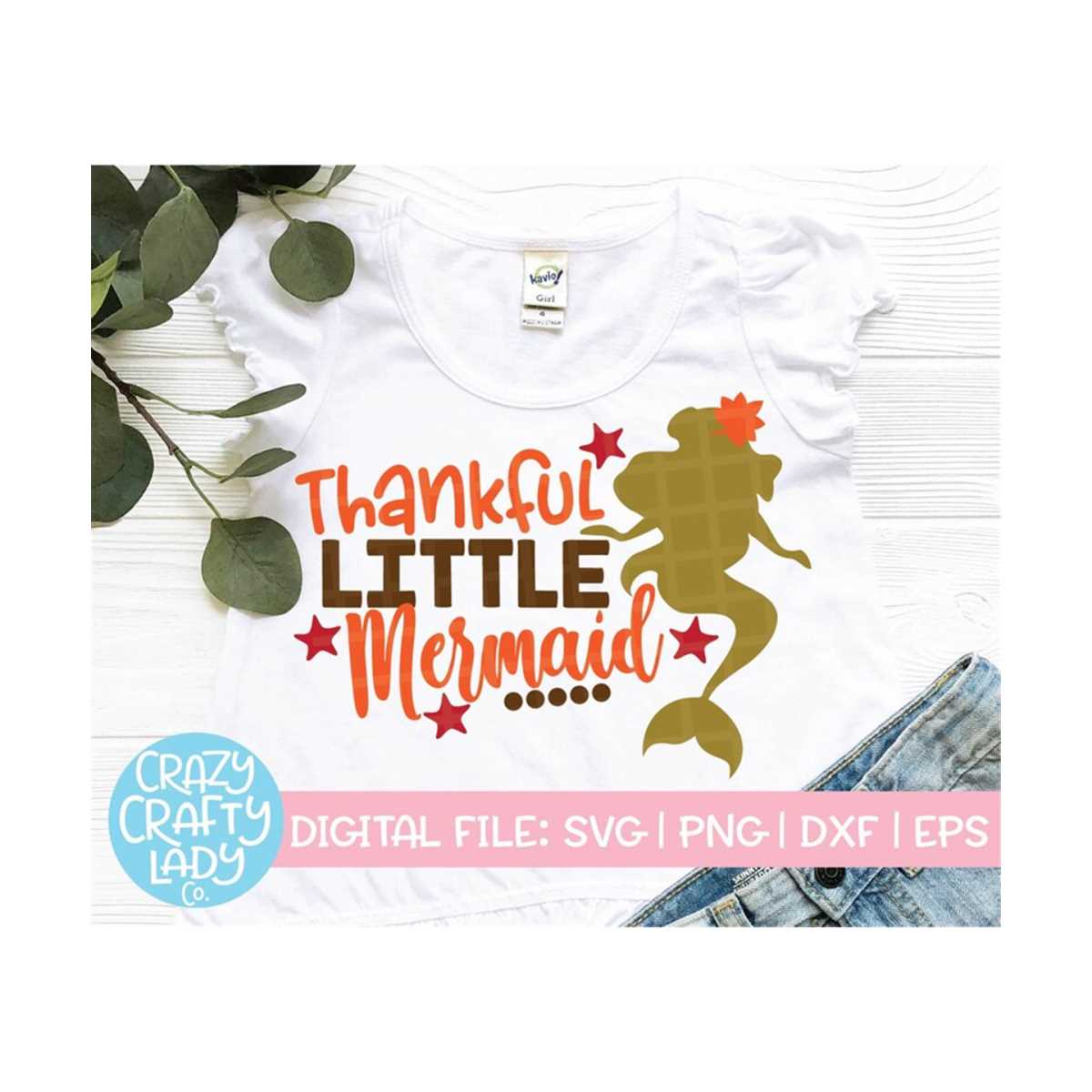 Thanksgiving Mermaid SVG, Fall Cut File, Thankful Little Mer | Inspire ...