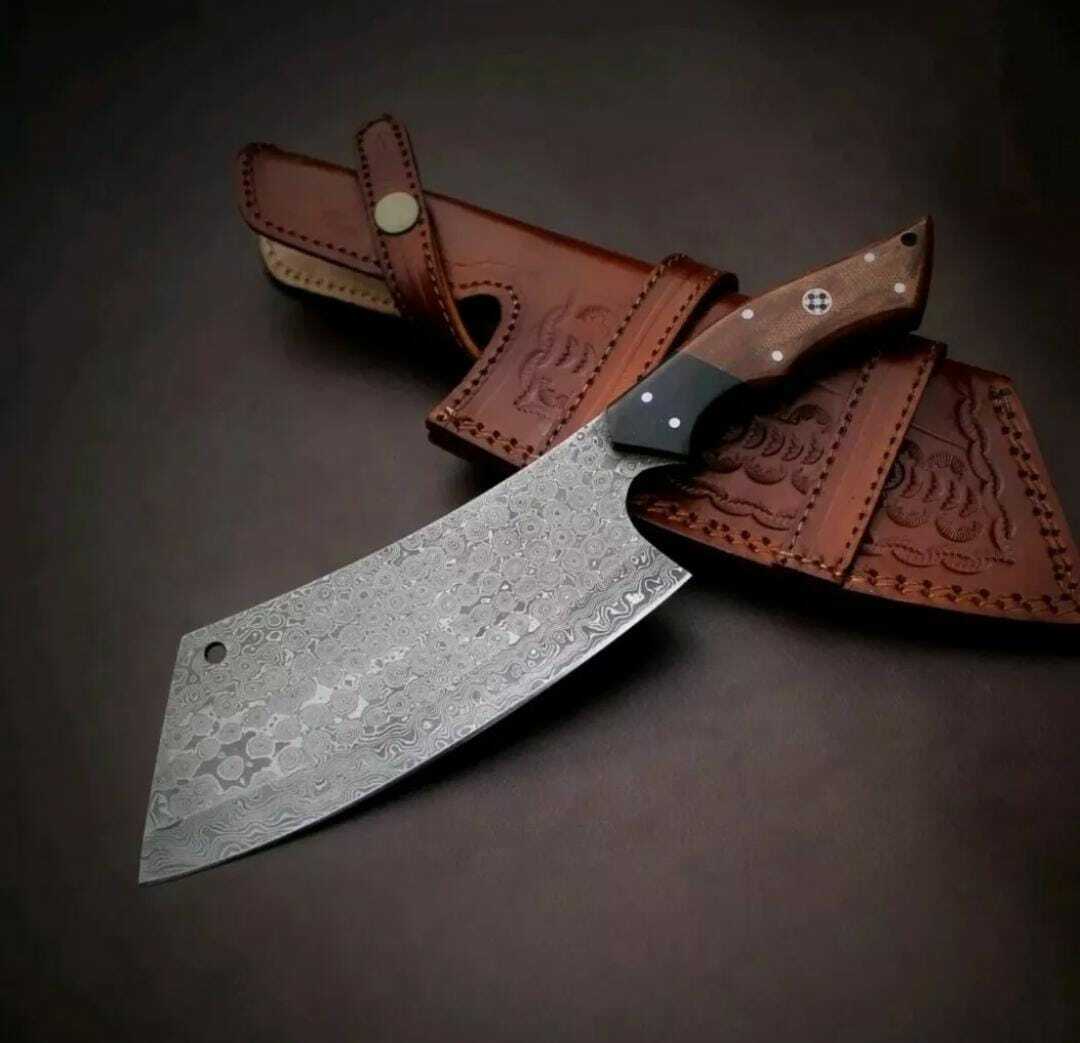 CUSTOM HAND MADE DAMASCUS HEAVY DUTY MEAT CLEAVER CHEF KNIFE | Inspire ...