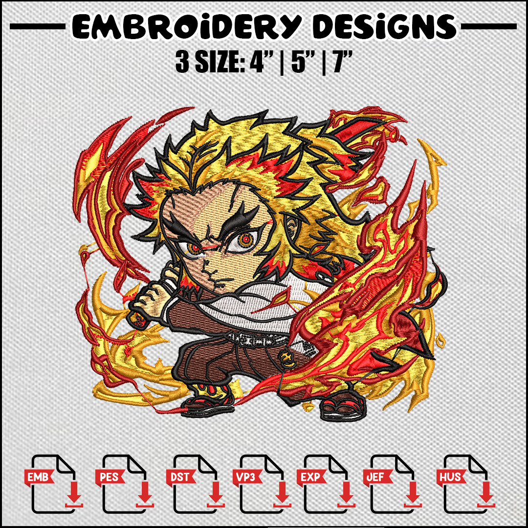 Rengoku chibi embroidery design, Demon slayer embroidery,Ani | Inspire ...