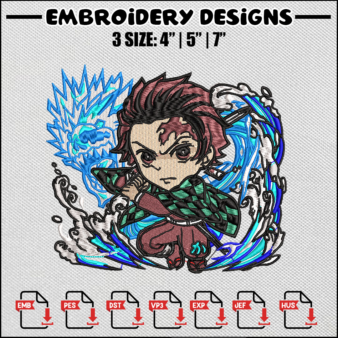 Tanjiro water embroidery design,Demon slayer embroidery,Anim - Inspire ...