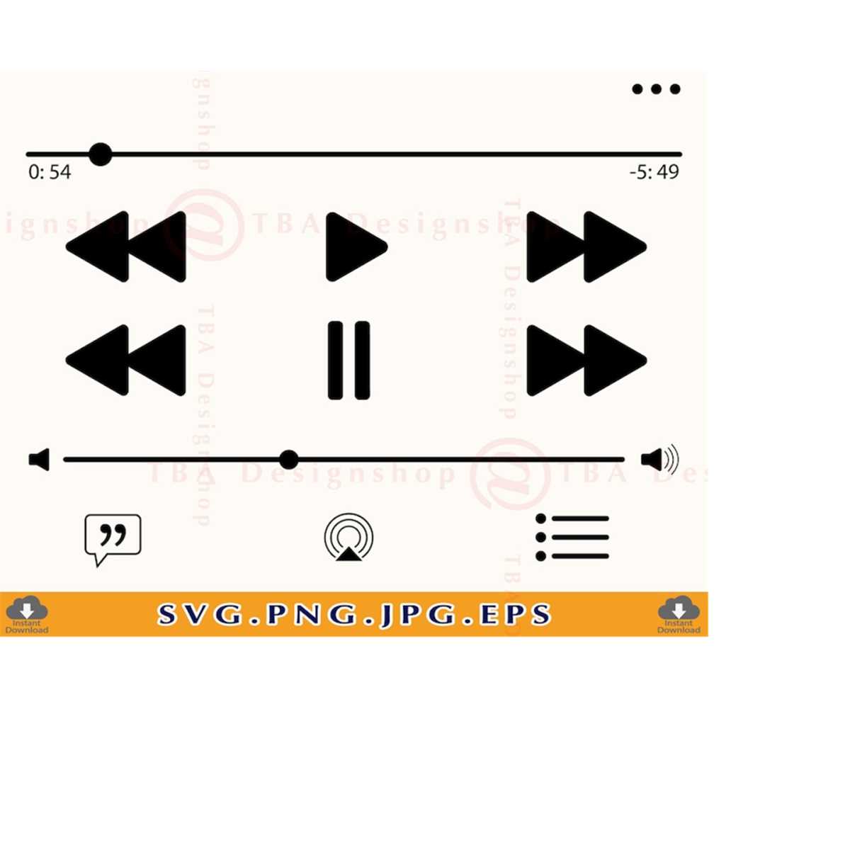 Audio Control Buttons SVG, Music Player Buttons SVG, Spotify - Inspire ...