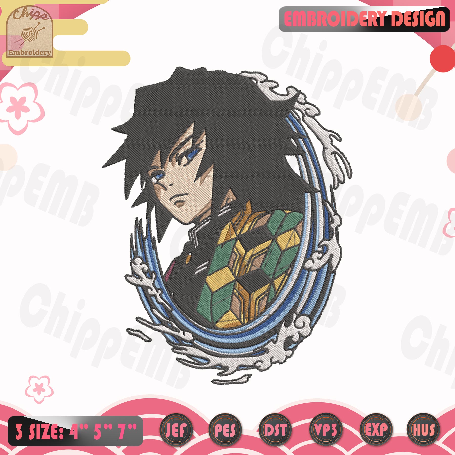 Demon Slayer Embroidery Design, Anime Embroidery Design, Mac | Inspire ...