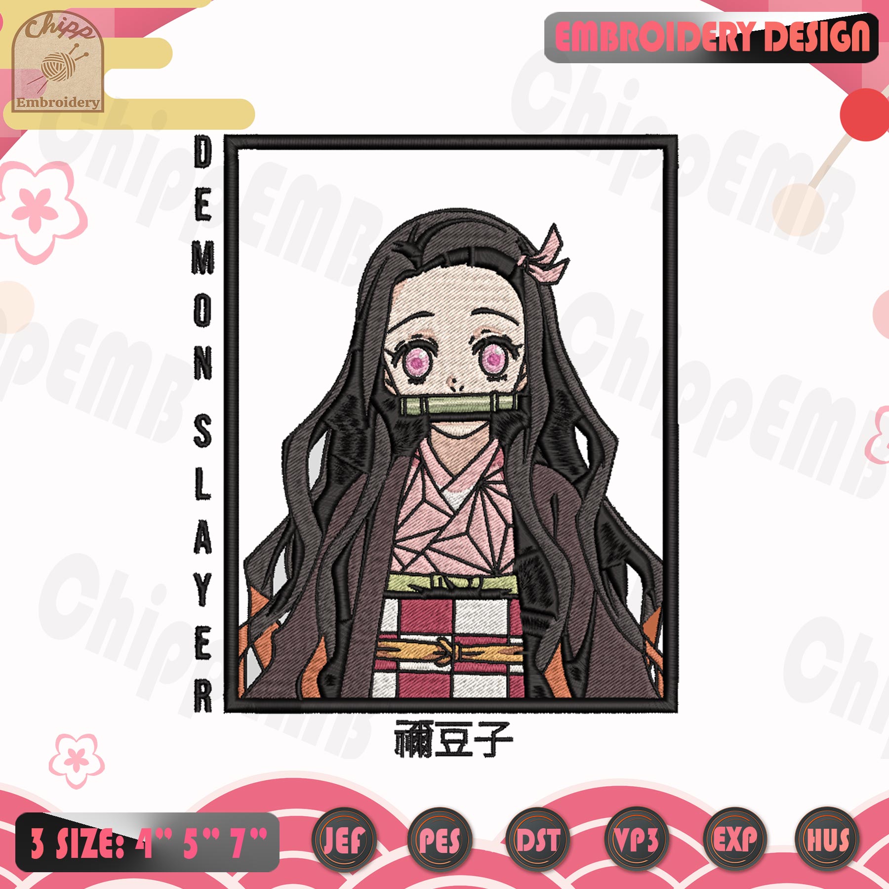 Demon Slayer Embroidery Design, Anime Embroidery Design, Mac | Inspire ...