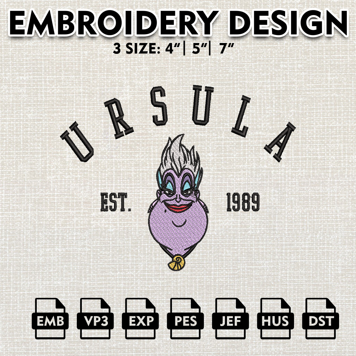 Ursula Est Halloween Embroidery files, Little Mermaid Machin | Inspire ...