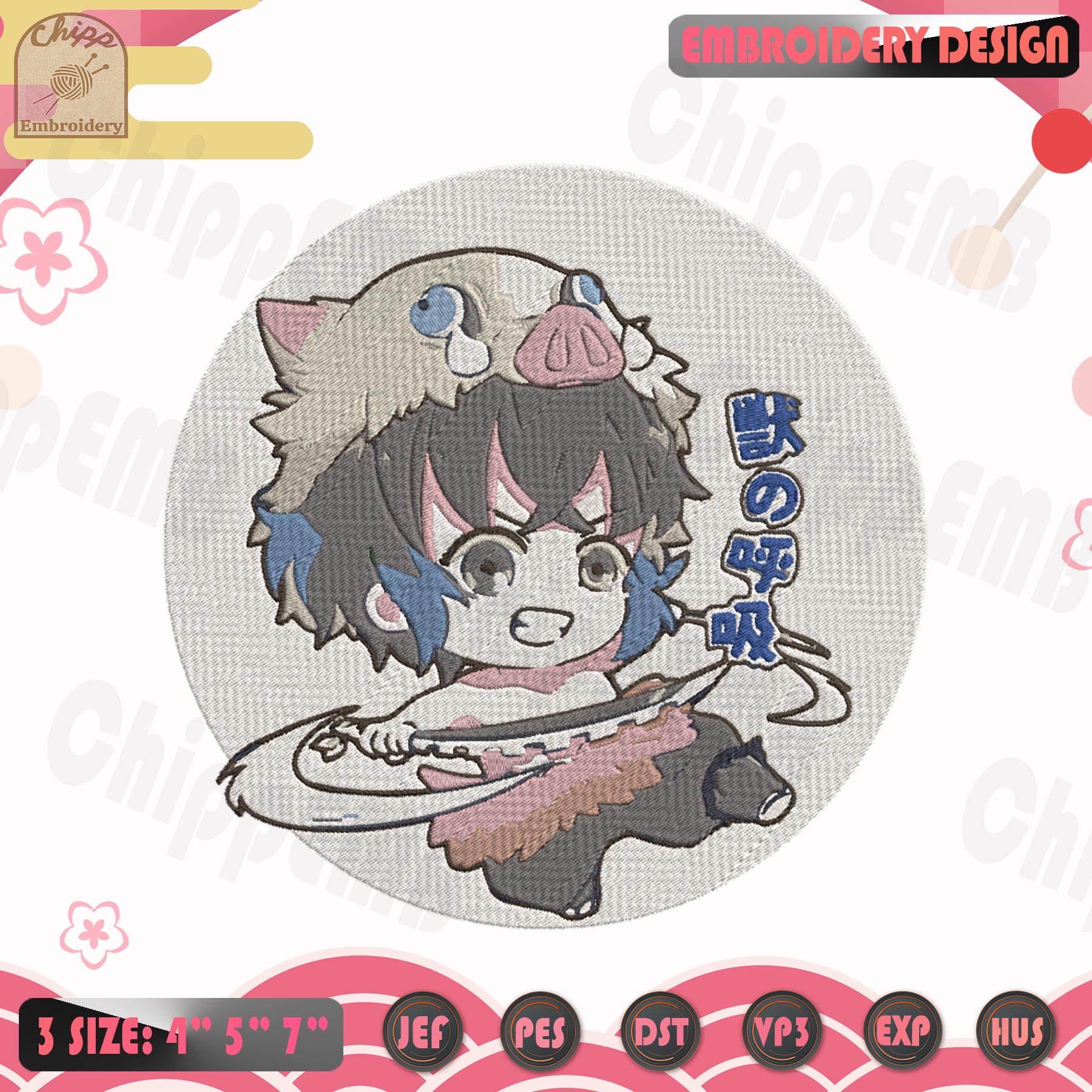 Demon Slayer Embroidery Design, Anime Embroidery File, Machi | Inspire ...