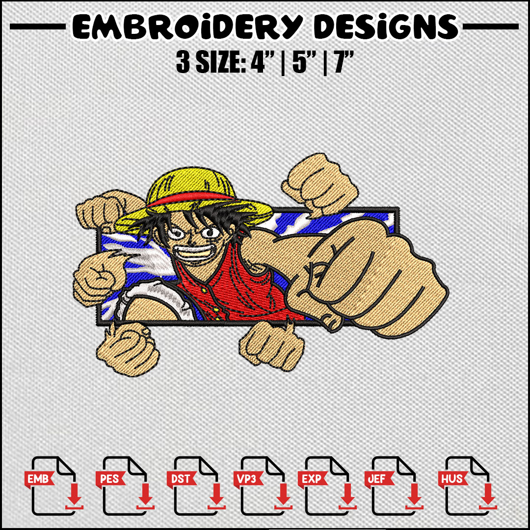 Luffy gatling embroidery design, One piece embroidery, Anime | Inspire ...