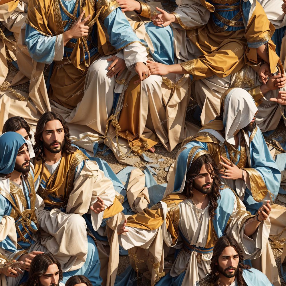 Jesus in the Market Pattern Tileable Repeating Pattern - Inspire Uplift