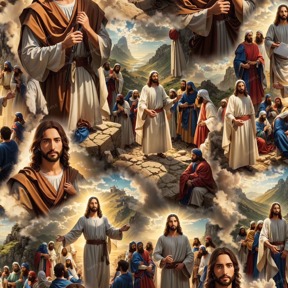 Jesus Sermon on the Mount Pattern Tileable Repeating Pattern | Inspire ...