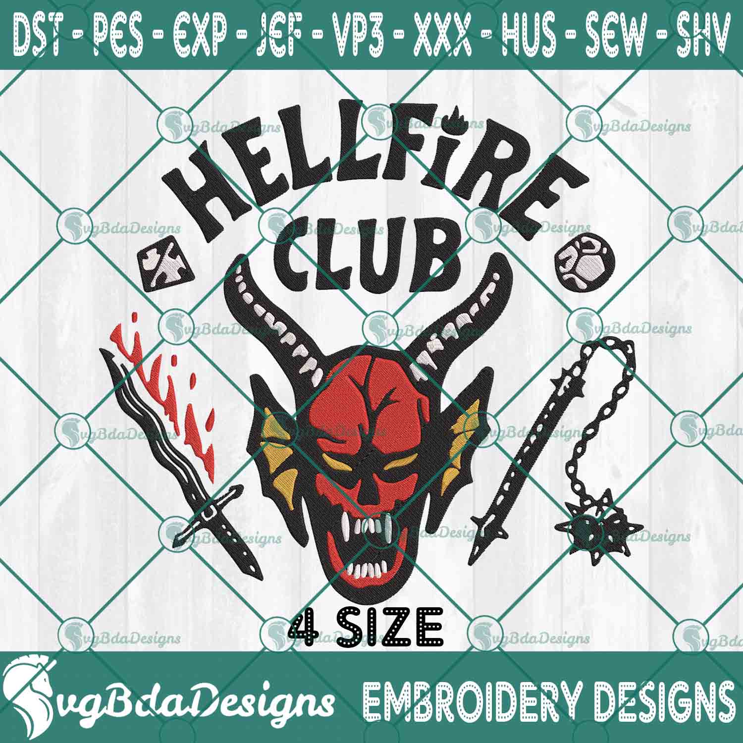 HellFire Club Embroidery Designs, Stranger Things Embroidery | Inspire ...