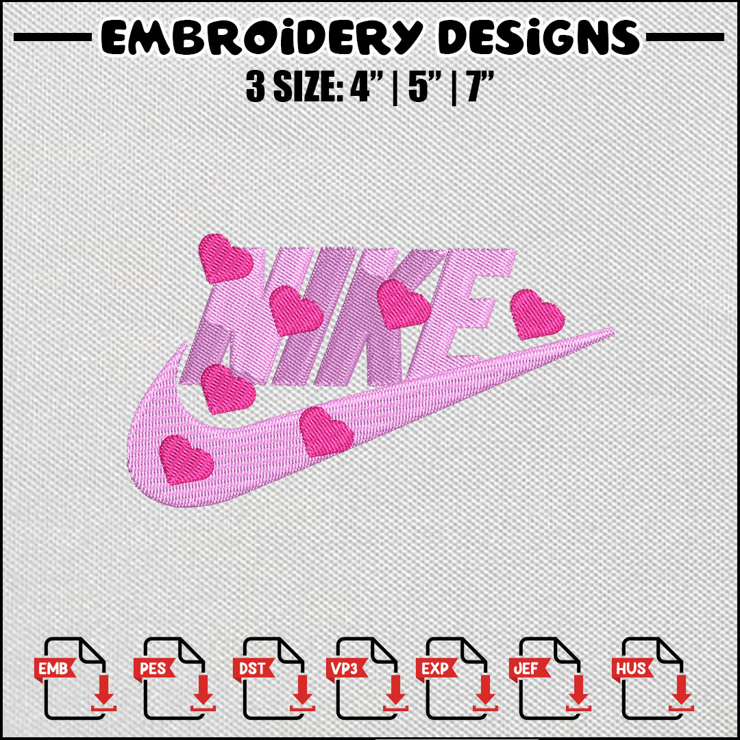 Nike pink heart embroidery design, Nike embroidery, Nike des | Inspire ...