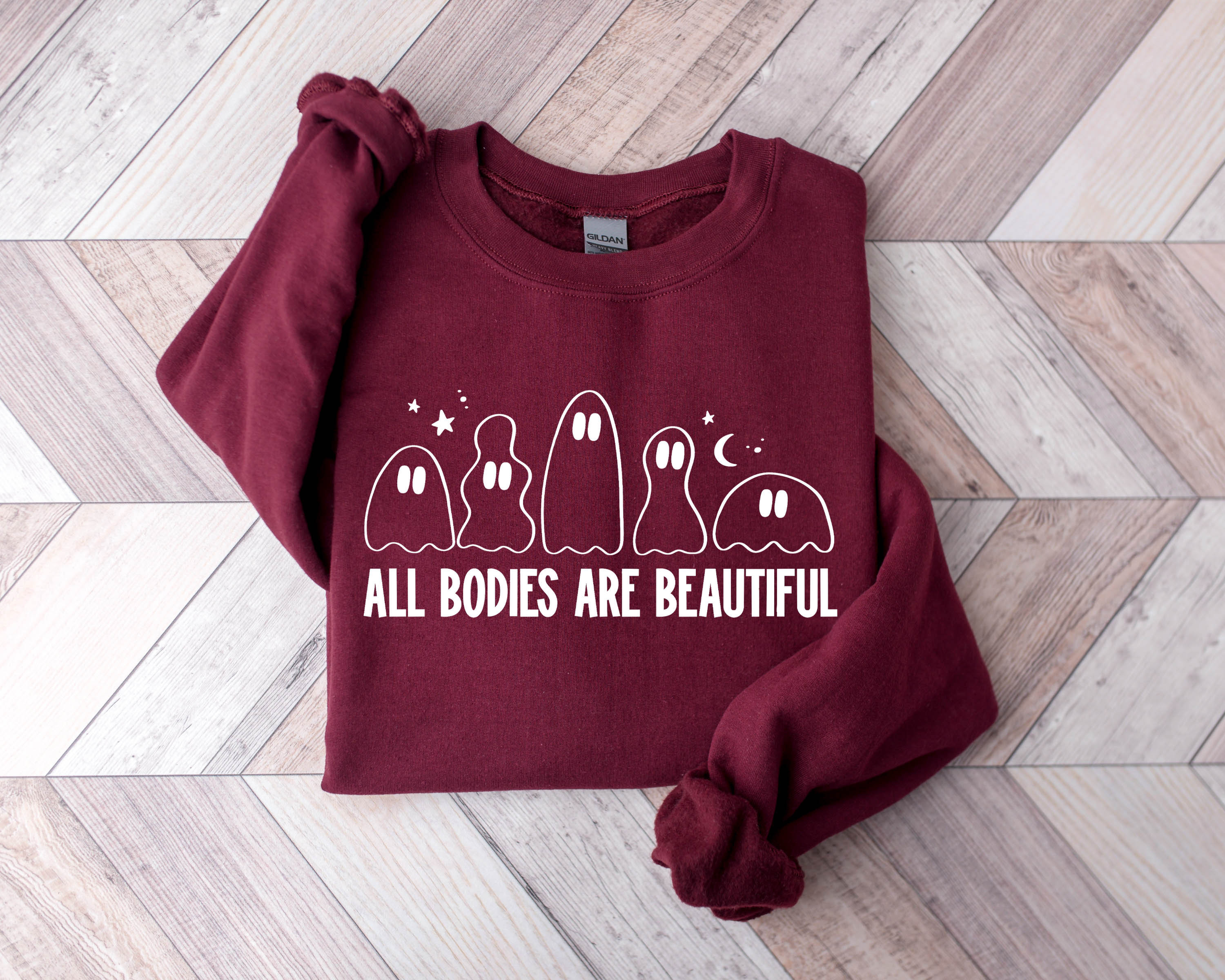 All Bodies Are Beautiful Sweatshirt, Ghost Halloween Sweater - Inspire ...