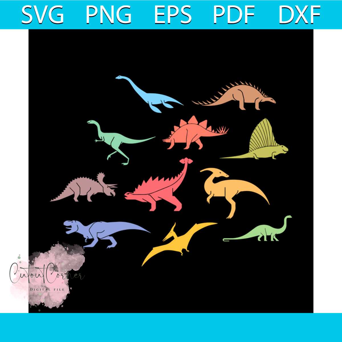 Vector Set Geometrically Stylized Dinosaur Icons Svg | Inspire Uplift