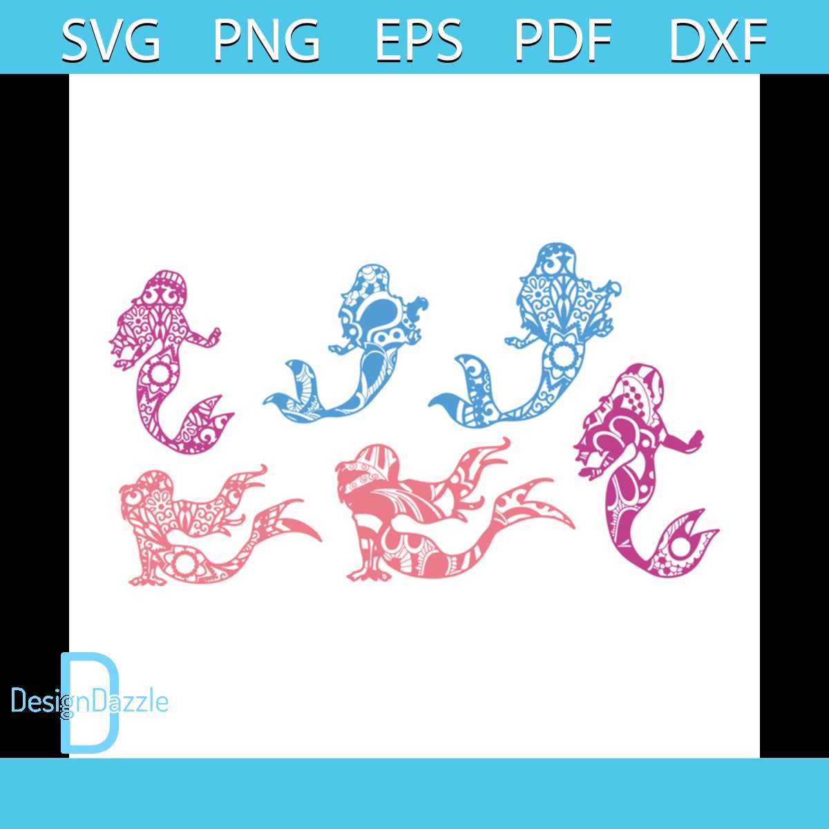 Mermaids Mandala Style Svg | Inspire Uplift