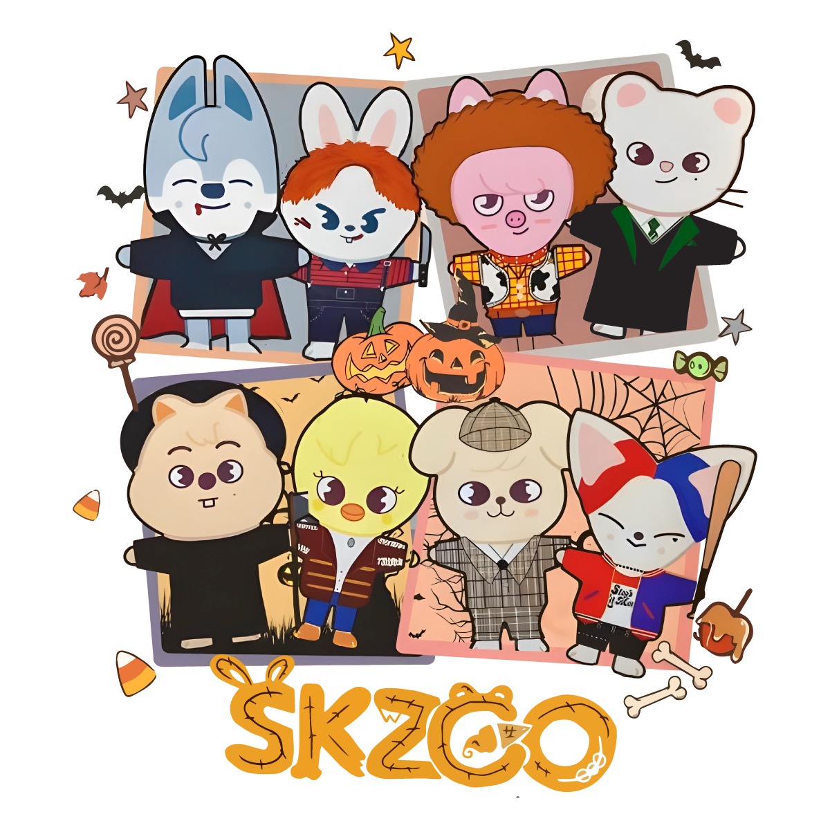 Skzoo Stray Kids Chibi Halloween PNG Subliamtion File | Inspire Uplift