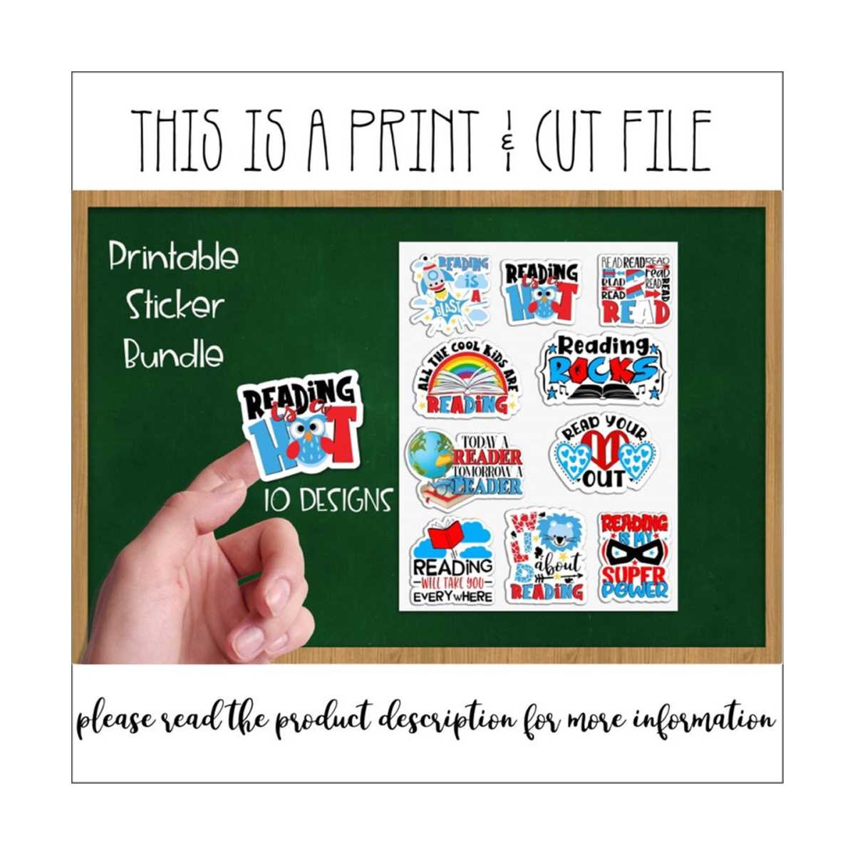 PRINTABLE Stickers, png files, Kids Reading Stickers, school - Inspire ...