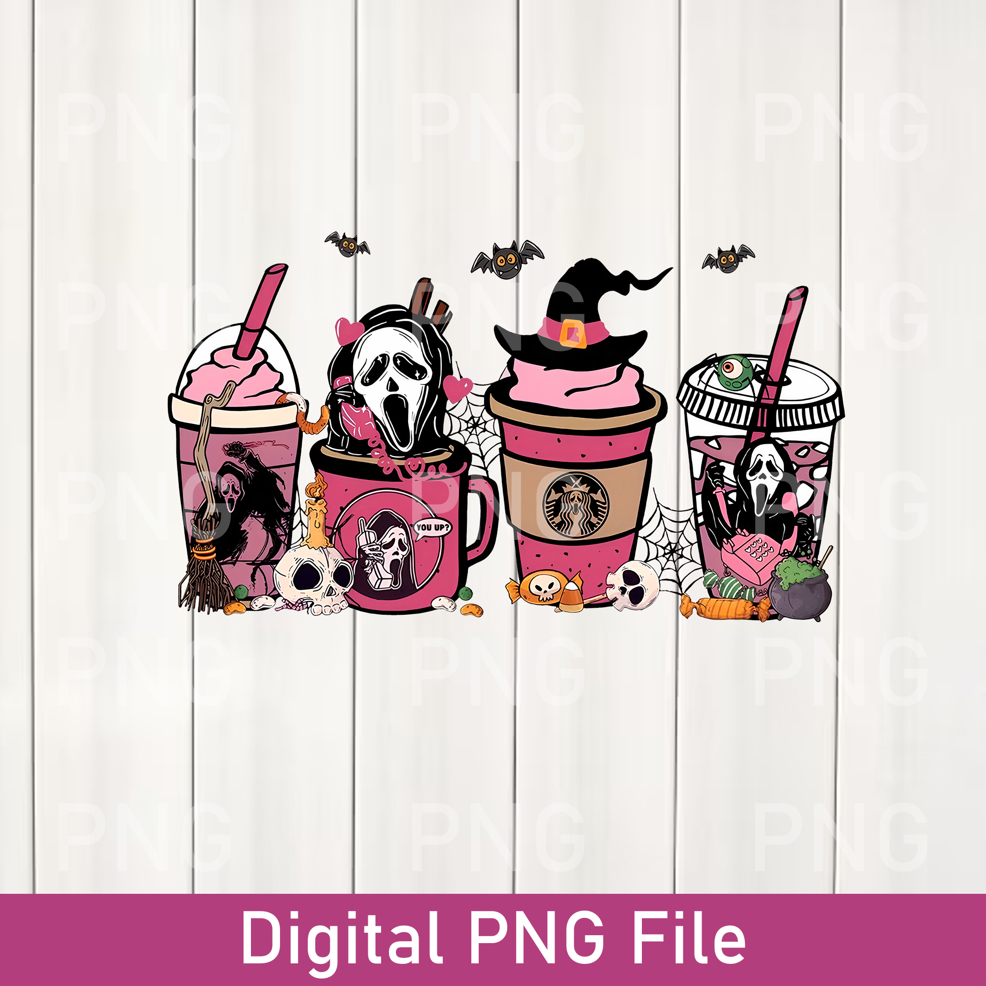 Halloween Horror Characters Coffee Cups PNG, Spooky Hallowee - Inspire ...