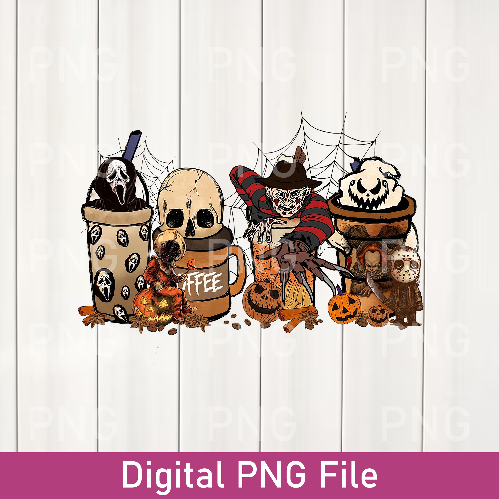Halloween Scary Coffee PNG, Halloween Horror Characters Coff - Inspire ...