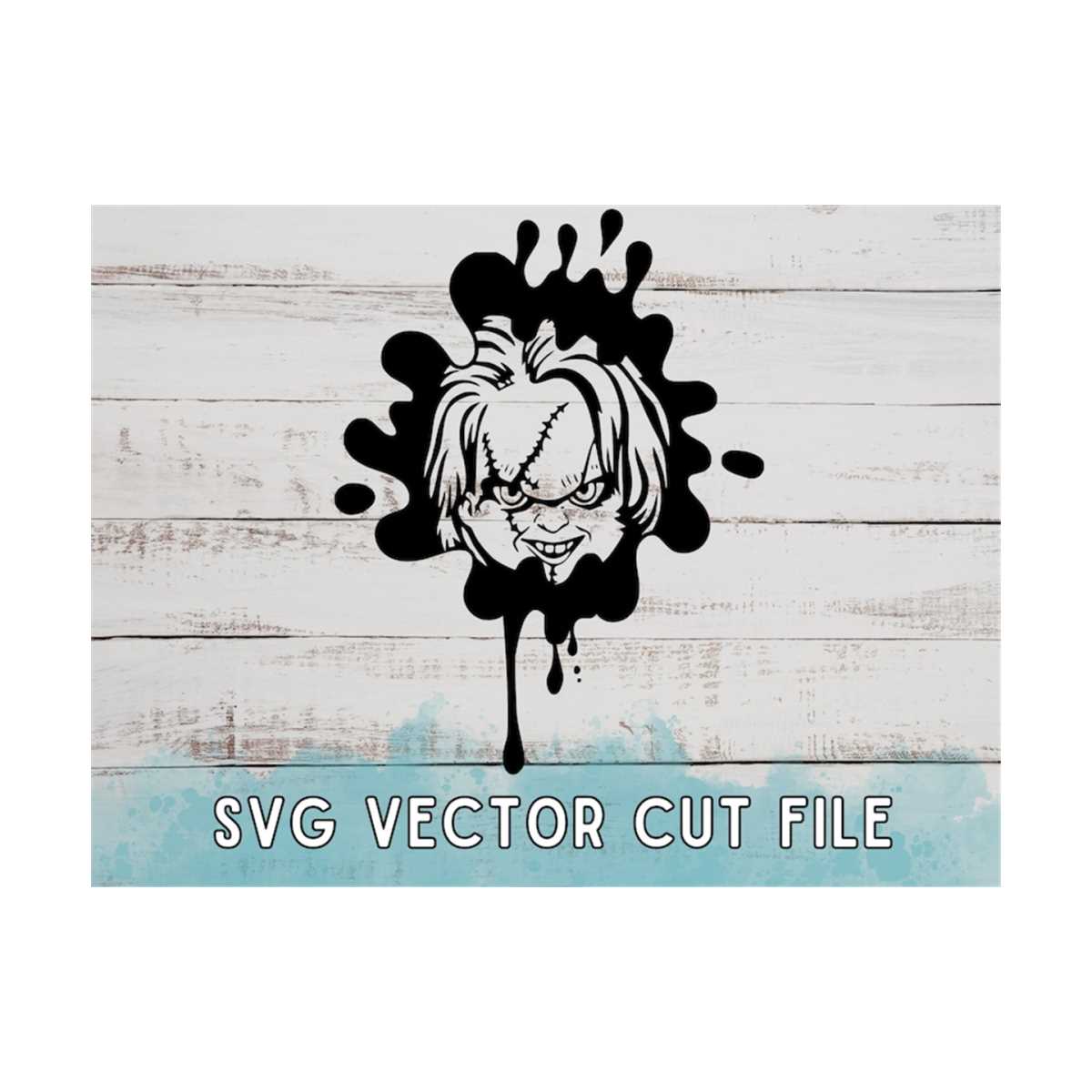 Chucky the Doll in Blood Splatter Silhouette - Halloween SVG | Inspire ...