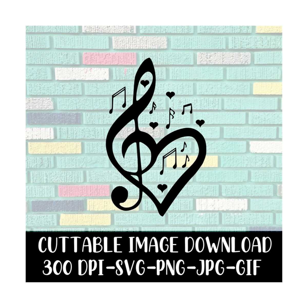 Heart Love Music Notes - Cricut - Silhouette - Cameo - Cut | Inspire Uplift