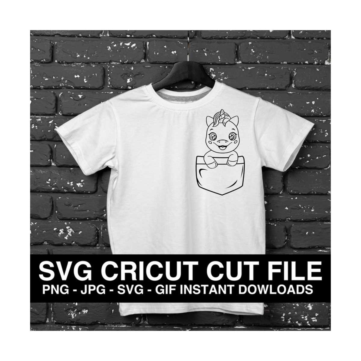 Cute Kawaii Unicorn in Pocket SVG - Cricut Pocket Animal SVG | Inspire ...