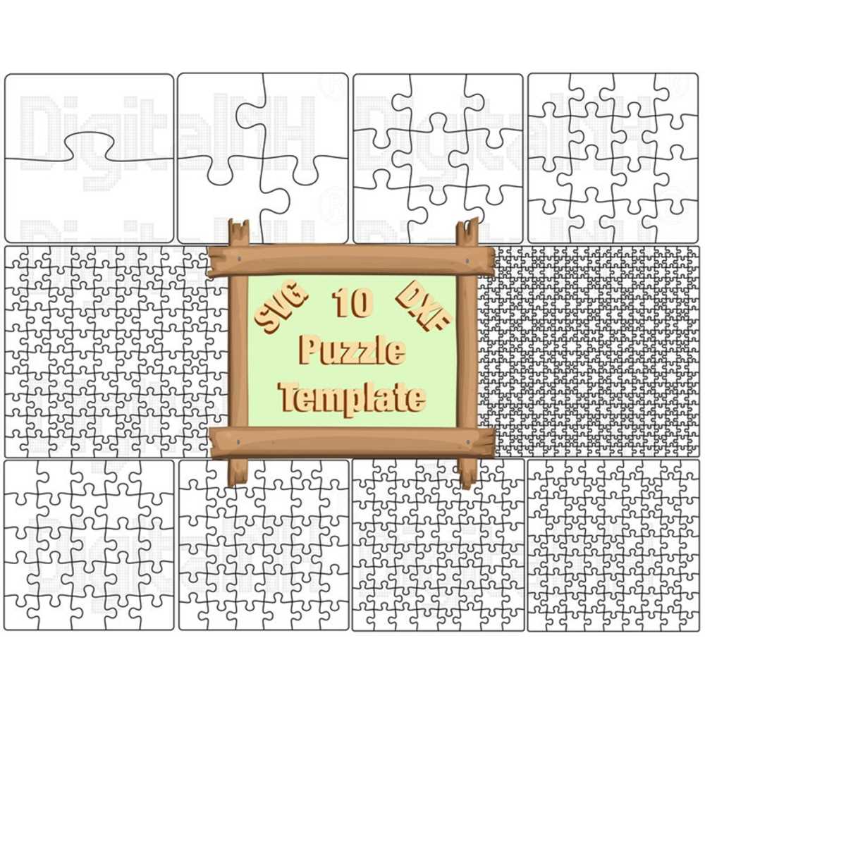 10 Puzzle SVG Template Bundle, Jigsaw Puzzle SVG, Digital | Inspire Uplift