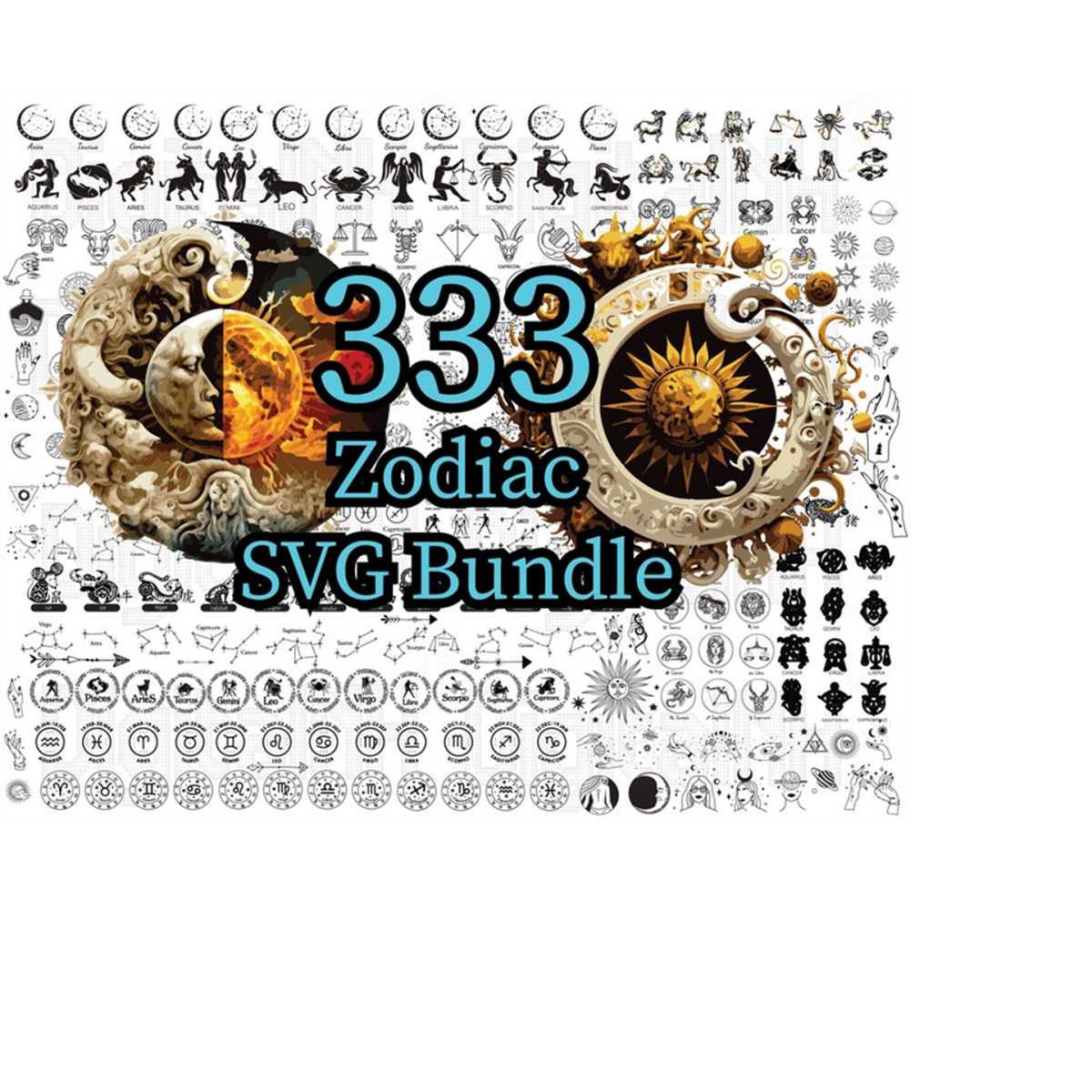 333 Zodiac SVG Bundle, Zodiac Signs SVG, Horoscope SVG, Cele | Inspire ...