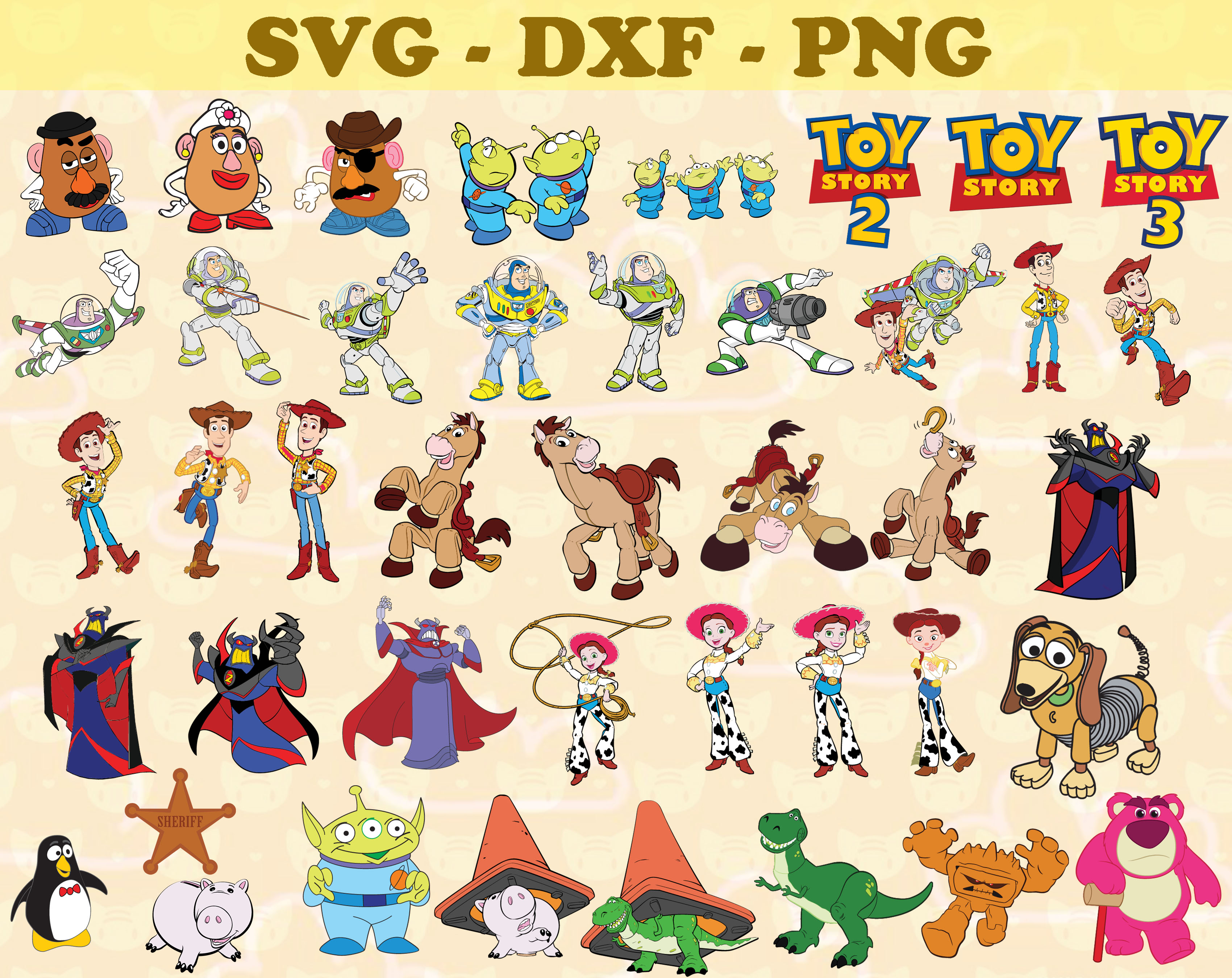 Toy Story Color SVG, Bundle Toy Story SVG, PNG, DXF, PDF, JP | Inspire ...