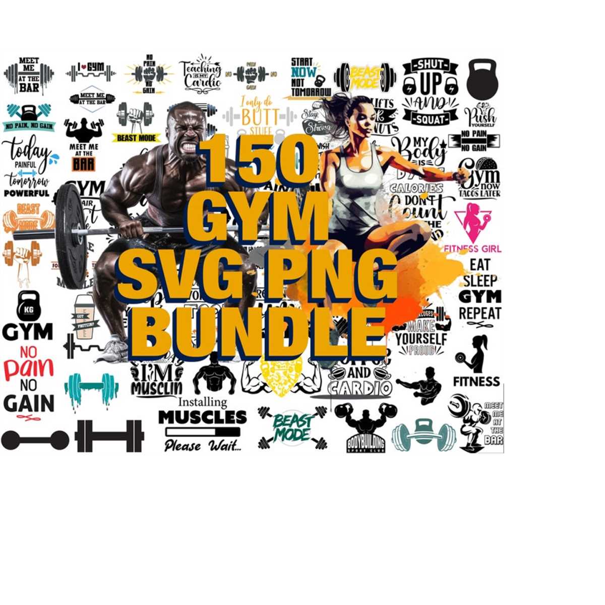 150 Gym SVG PNG Bundle, Fitness SVG, Sport svg, Workout svg, | Inspire ...