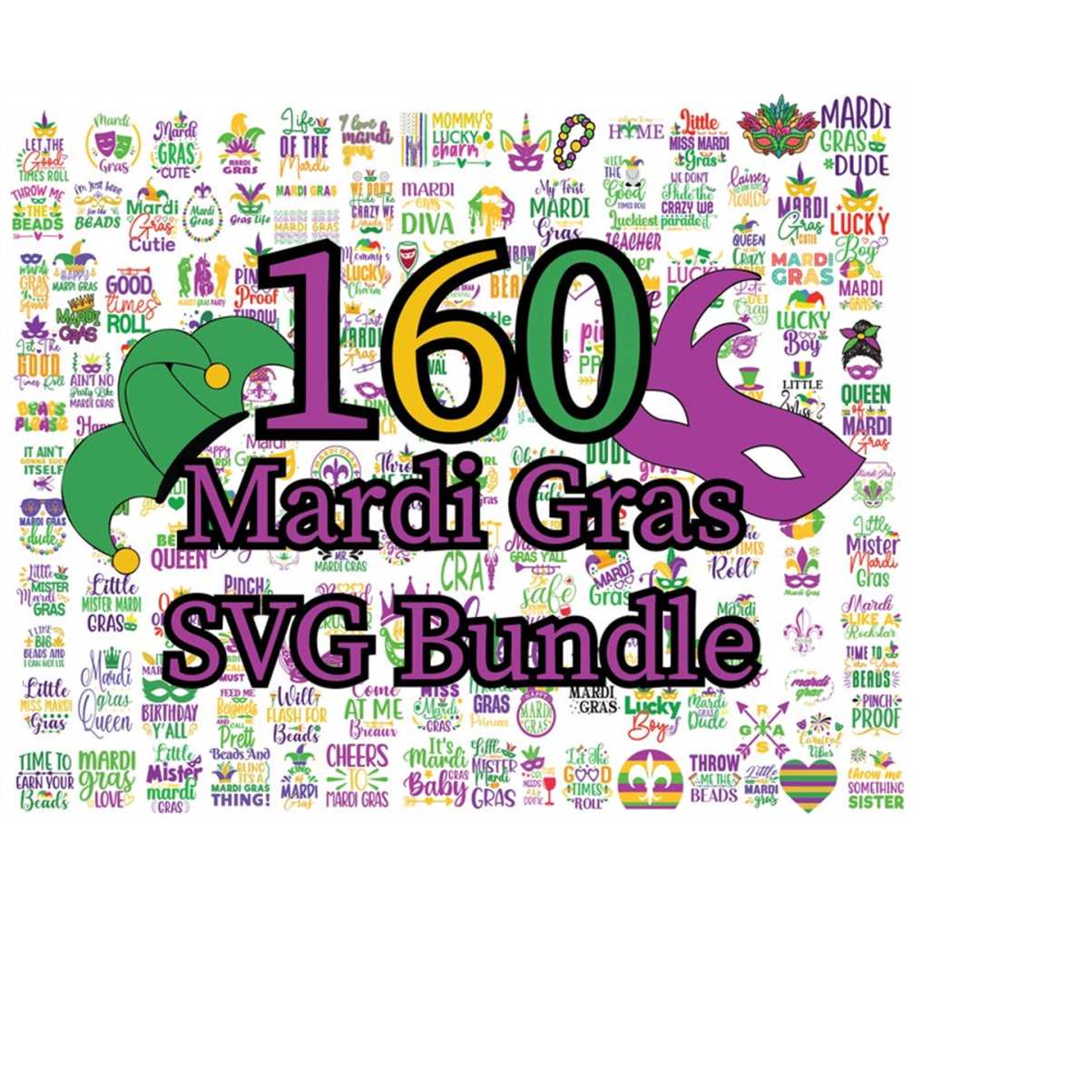 160 Mardi Gras SVG Bundle, Mardi Gras Clipart, Carnival mask | Inspire ...