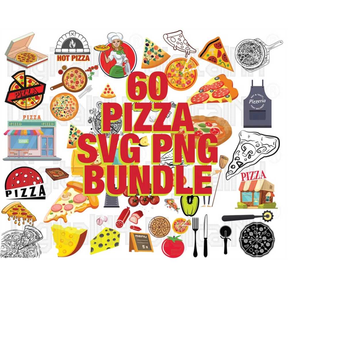 60 Pizza SVG Bundle, Pizza SVG, Italian Food SVG, Italian sv | Inspire ...