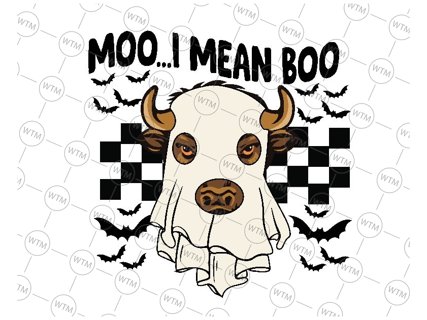 Moo I Mean Boo Svg, Halloween Highland Cow Boo Svg, Spooky C | Inspire ...