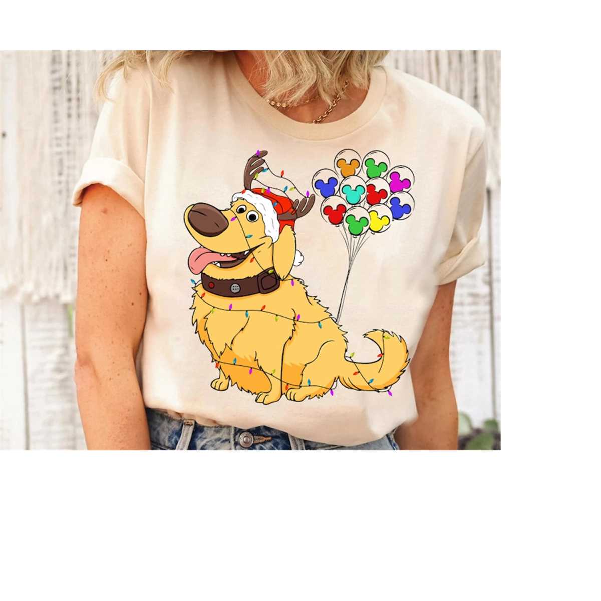 Disney Pixar Up Dug Dog Christmas Light Shirt, Santa Dug Dog | Inspire ...