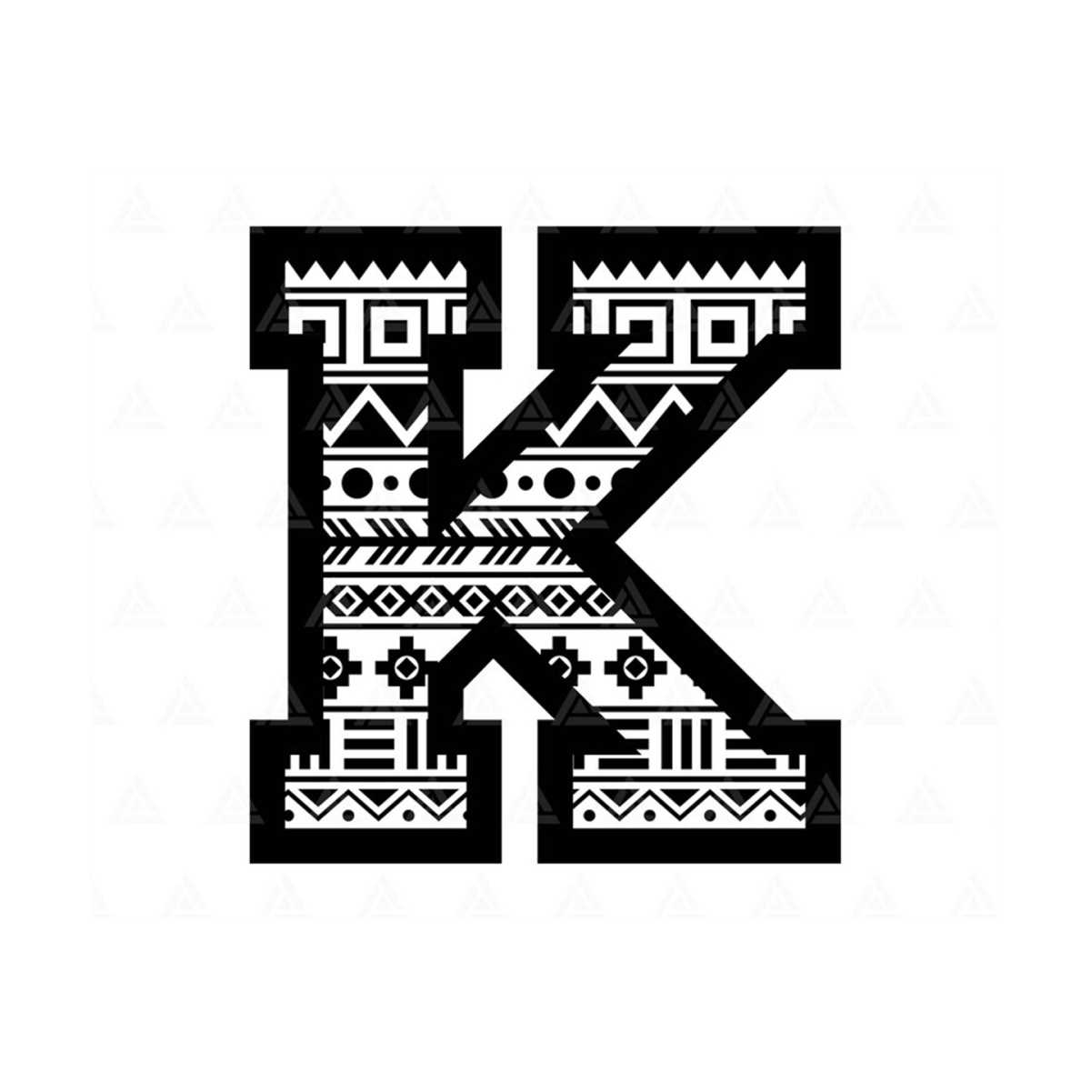Tribal K Letter Svg, Aztec K Letter Svg, Tribal Aztec Alphab | Inspire ...