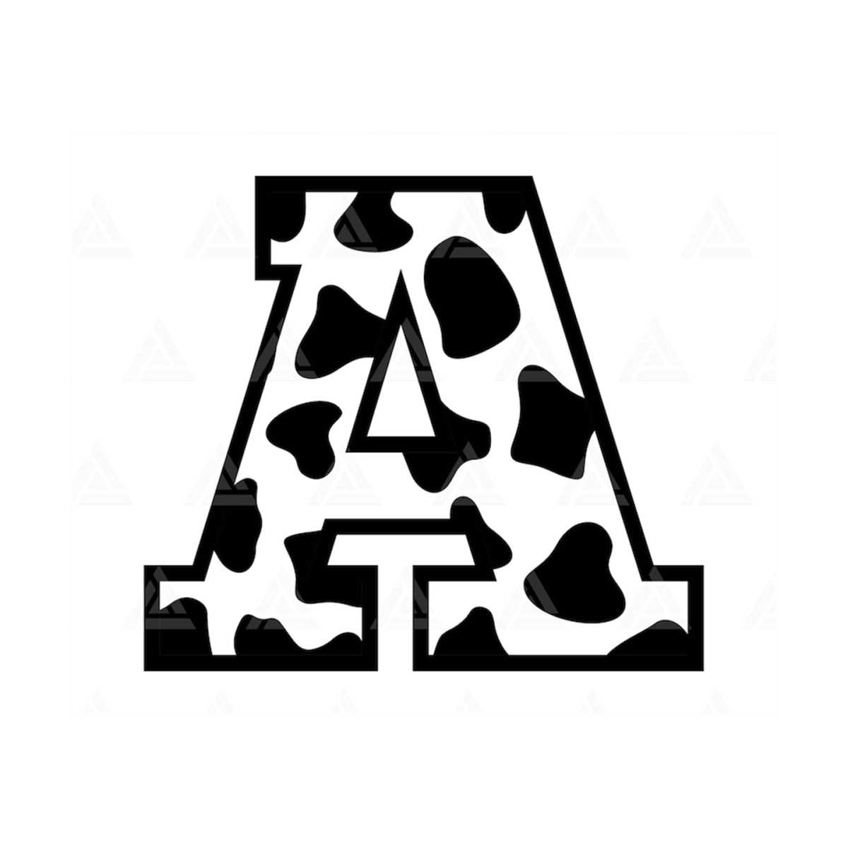 Cow A Letter Monogram Svg, Cow Spots Font Svg, Cow Alphabet - Inspire ...