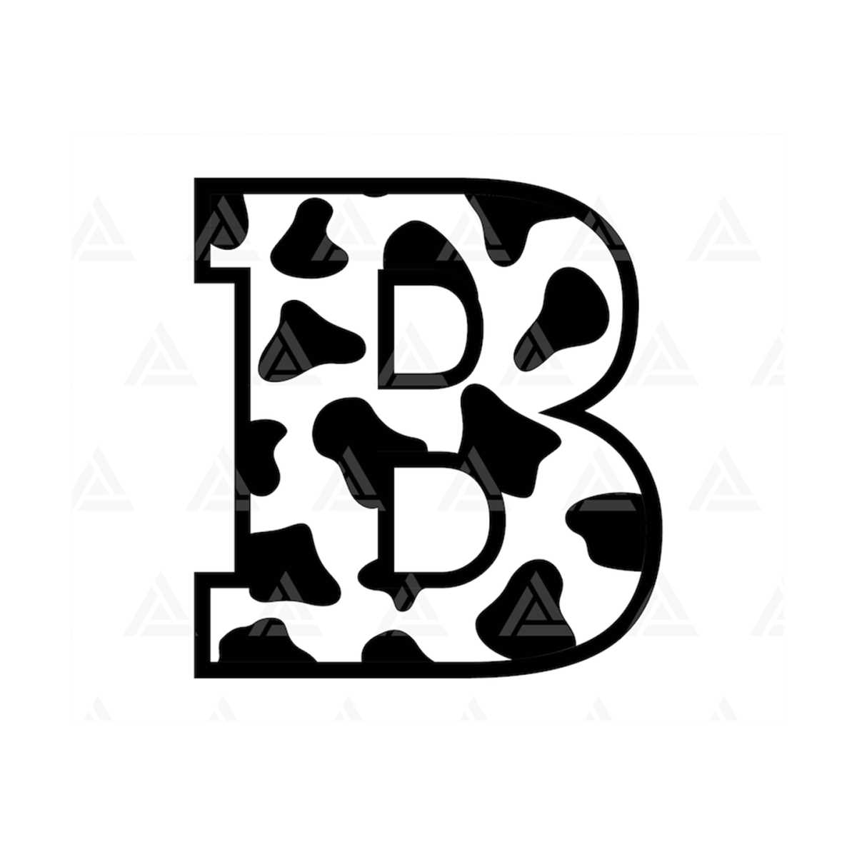 Cow B Letter Monogram Svg, Cow Spots Font Svg, Cow Alphabet | Inspire ...