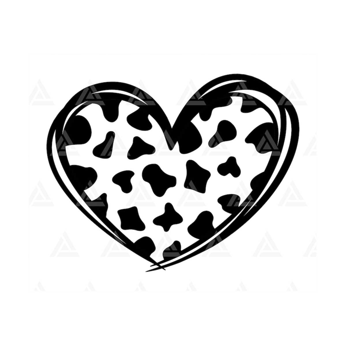 Cow Print Heart Svg, Cow Spots Pattern Svg, Hand Drawn Heart | Inspire ...