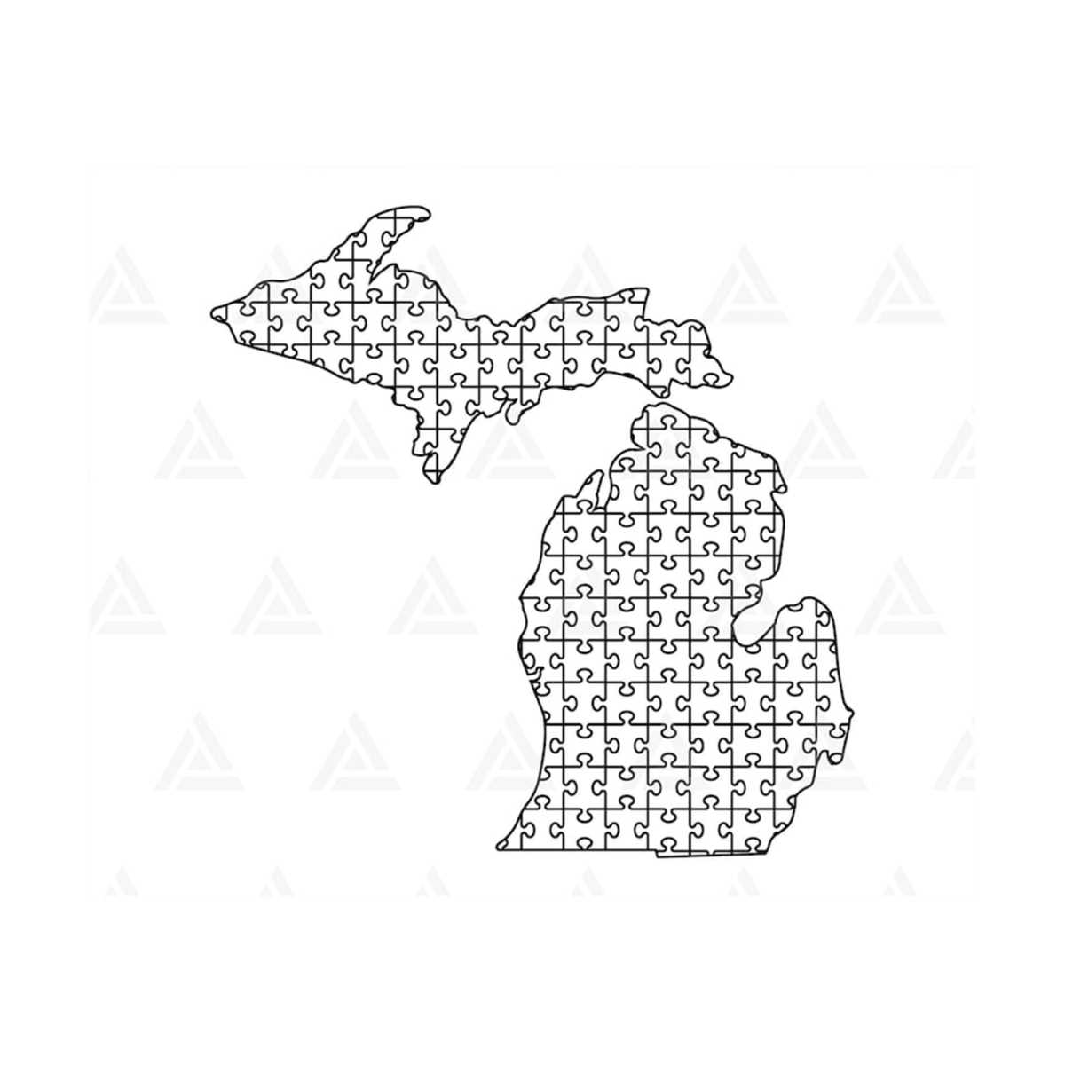 Michigan Map Jigsaw Puzzle Svg, America Puzzle Svg, Michigan | Inspire ...