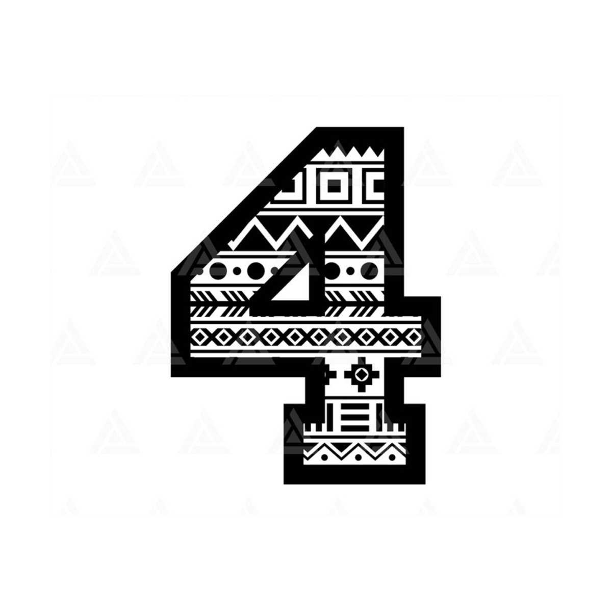 Tribal Number 4 Svg, Aztec Number 4 Svg, Tribal Aztec Font, | Inspire ...