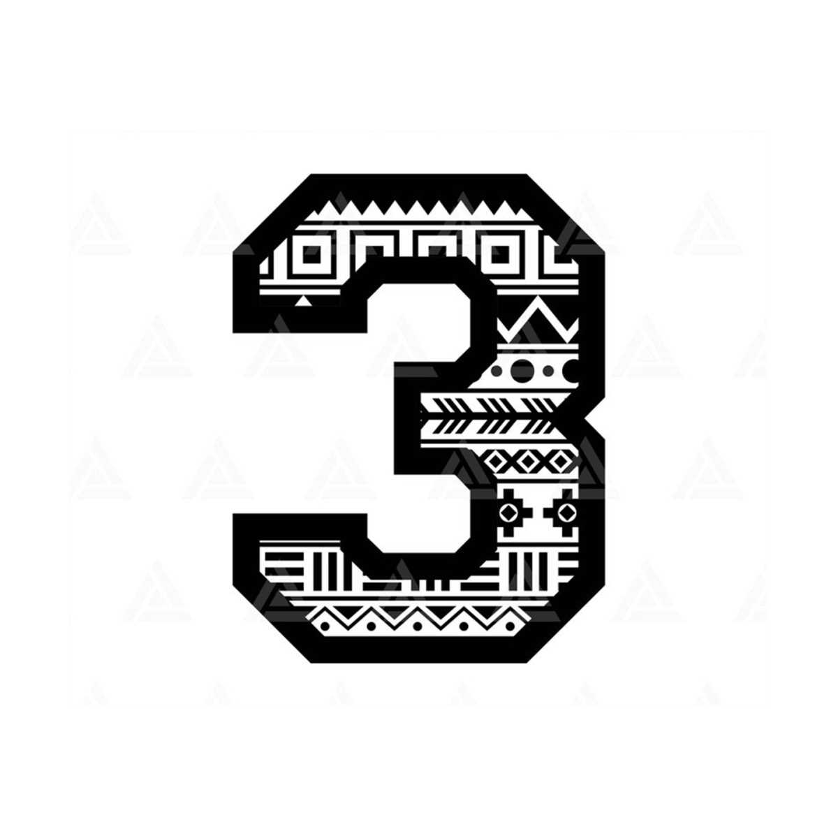 Tribal Number 3 Svg, Aztec Number 3 Svg, Tribal Aztec Font, | Inspire ...