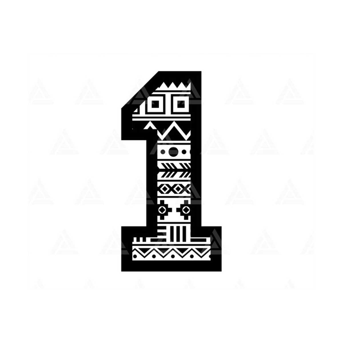 Tribal Number 1 Svg, Aztec Number 1 Svg, Tribal Aztec Font, - Inspire ...