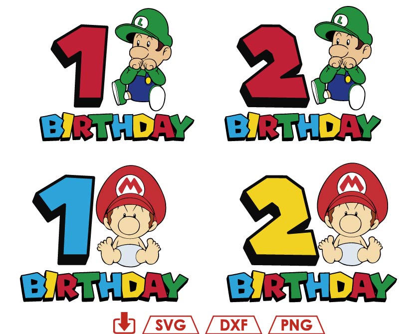 Baby Mario Birthday svg, Mario Font svg, Mario svg, Mario Nu | Inspire ...
