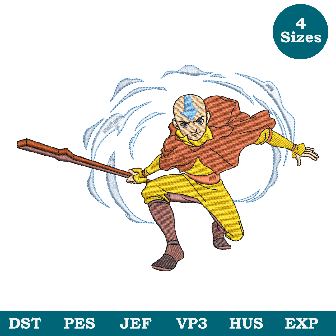 Avatar Aang Machine Embroidery Design, Anime Embroidery, Emb | Inspire ...