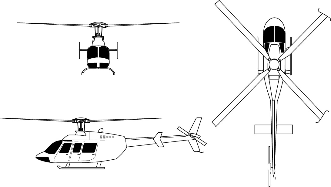 Bell 407 orthographical svg vector outline file for laser en | Inspire ...