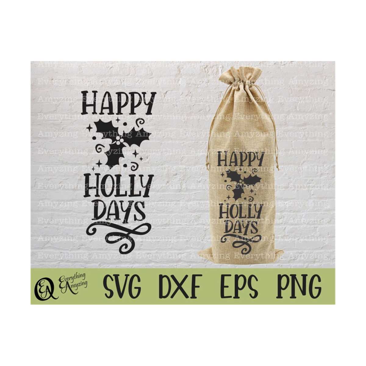 Happy Holly Days Wine Bag svg, Christmas Wine Bag svg, Chris | Inspire ...