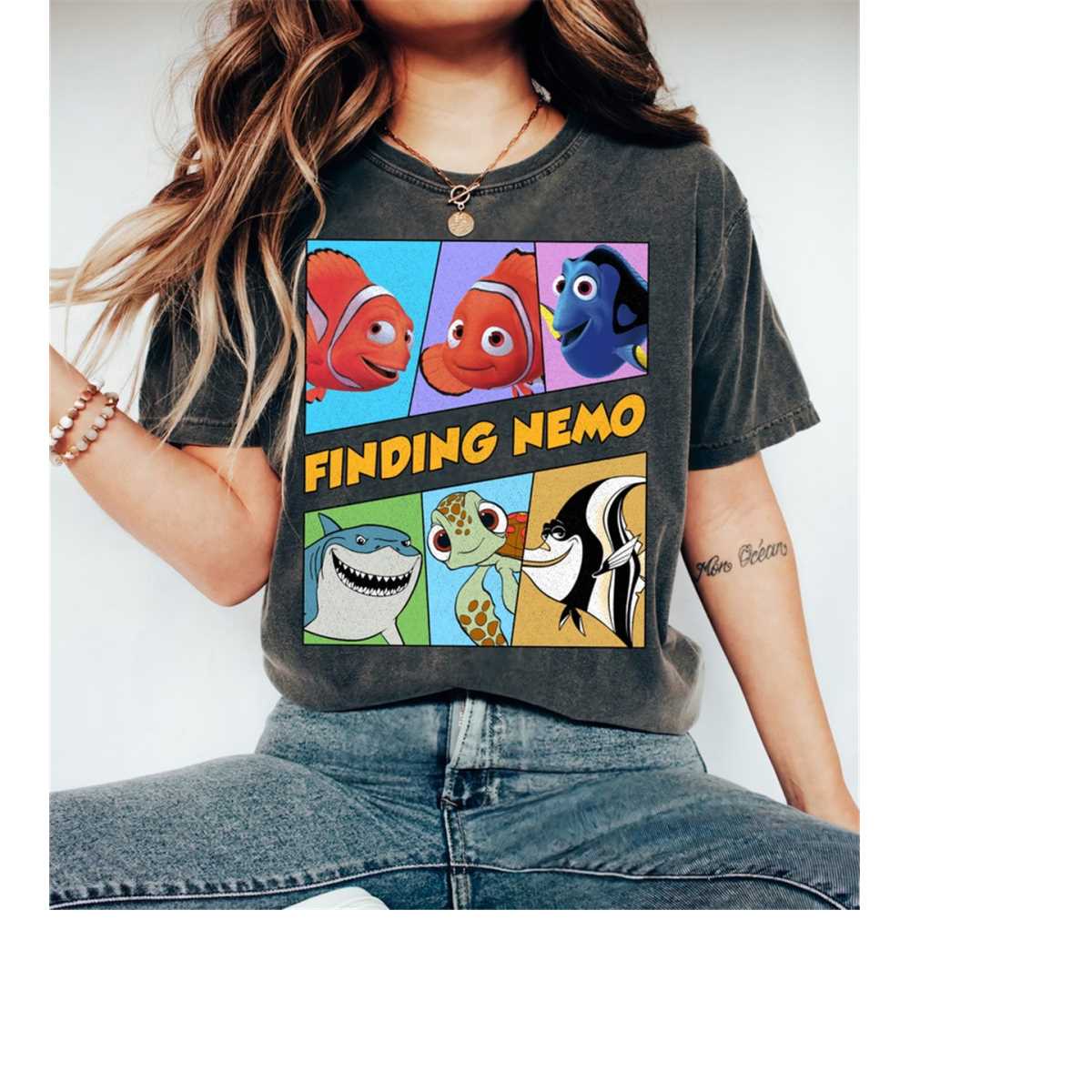 Retro 90s Disney Finding Nemo Group Characters Shirt, Nemo, | Inspire ...