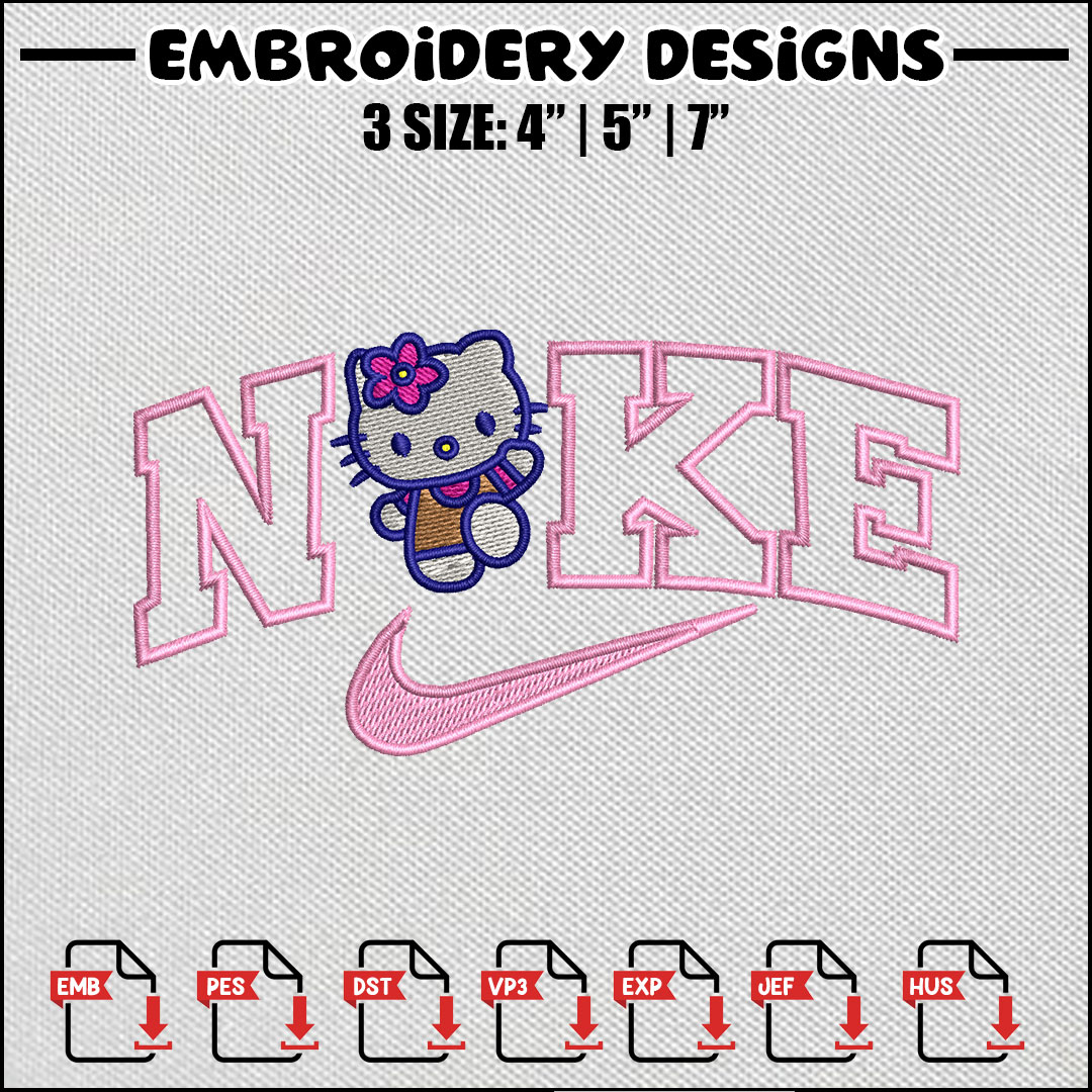 Nike kitty embroidery design, Hello kitty embroidery, Nike d | Inspire ...