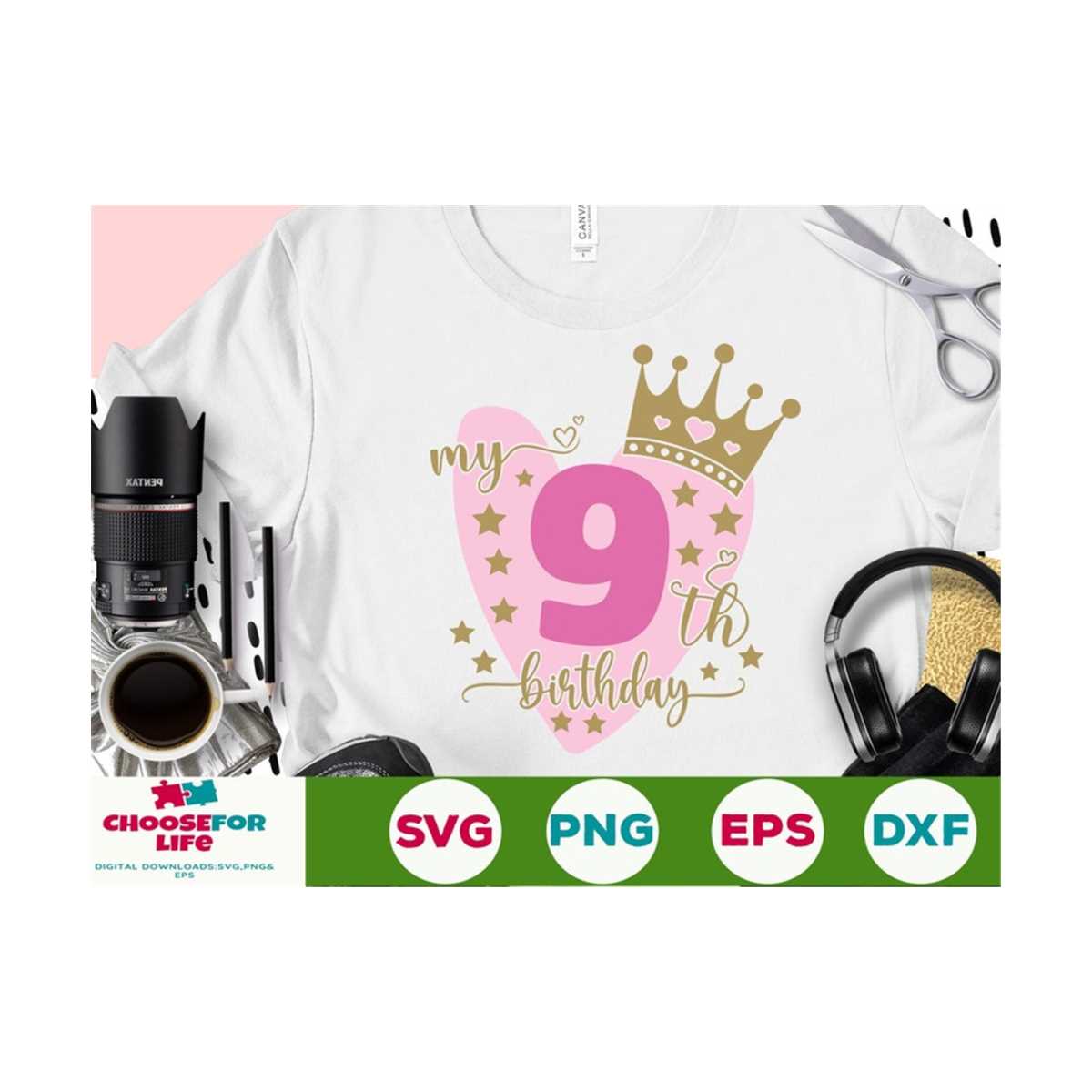 9th birthday svg, birthday girl svg, Birthday Svg, Ninth Bir | Inspire ...