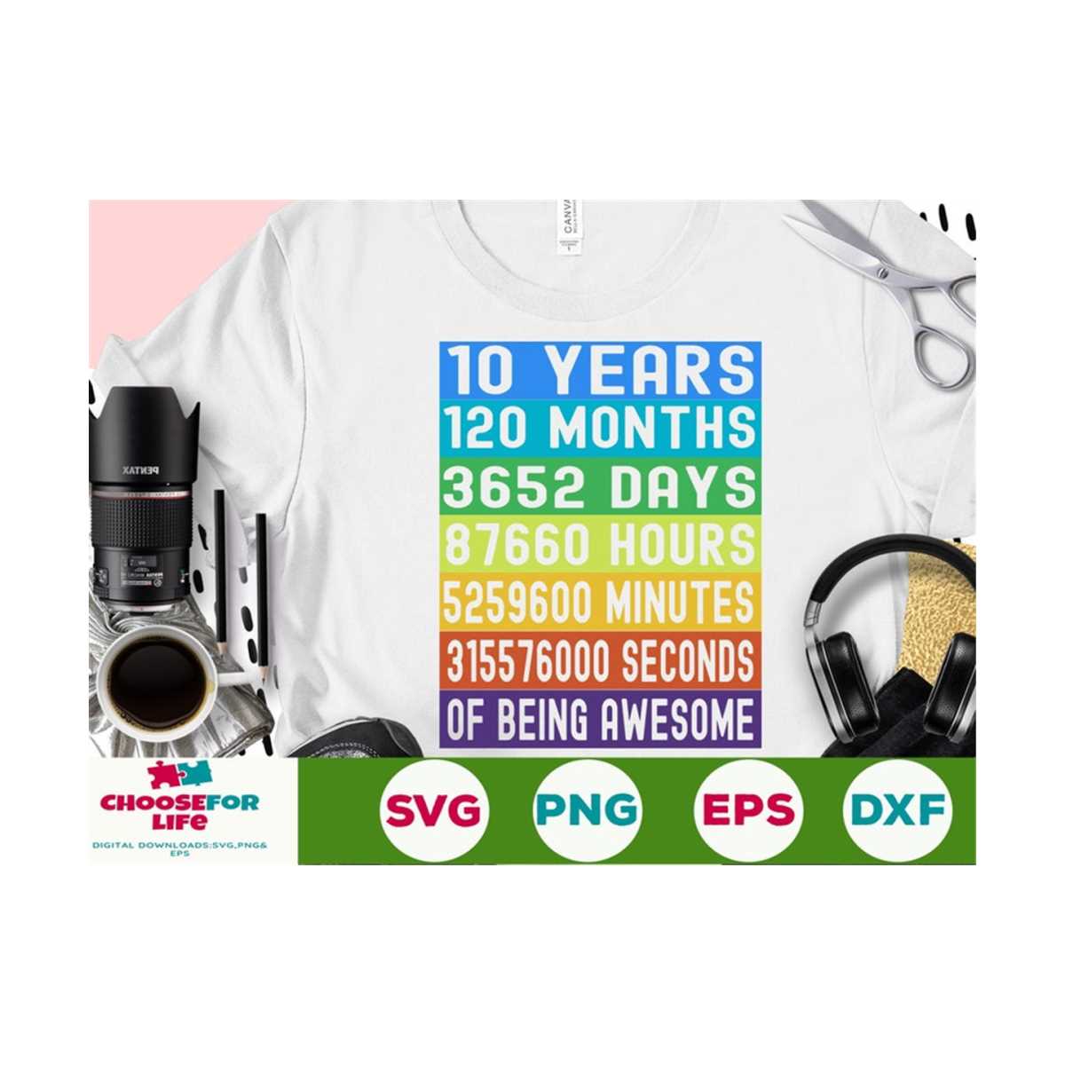 10 Years 120 Months svg 10th Birthday svg 10 years old svg b | Inspire ...