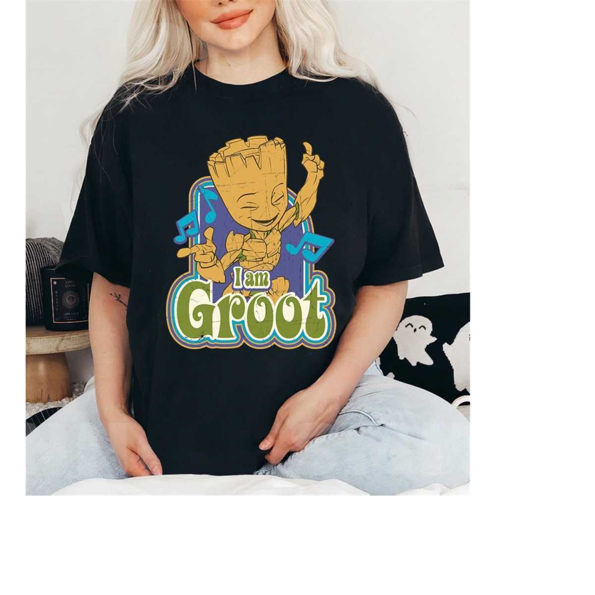 Marvel Guardians of the Galaxy I am Groot Vintage Music T-Sh | Inspire ...