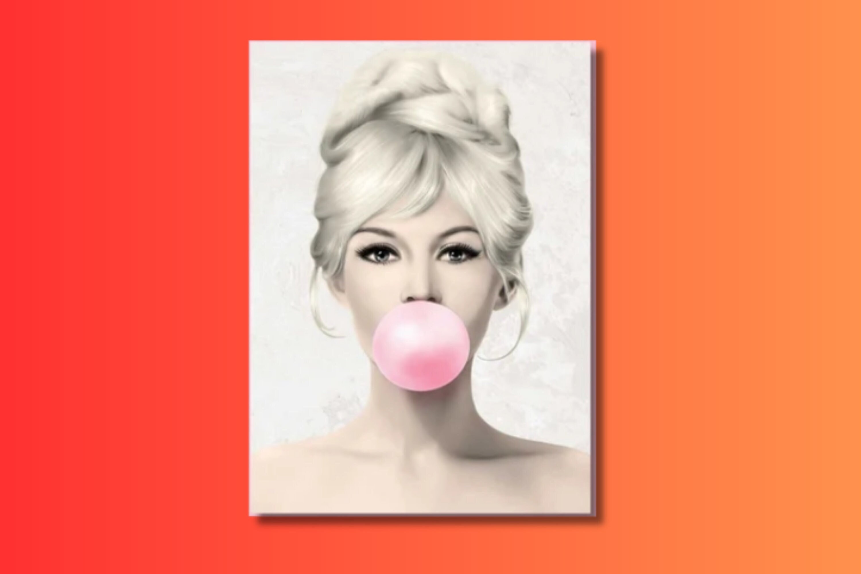 Brigitte Bardot Wall Art, Brigitte Bardot Blowing Bubble Pos - Inspire Uplift